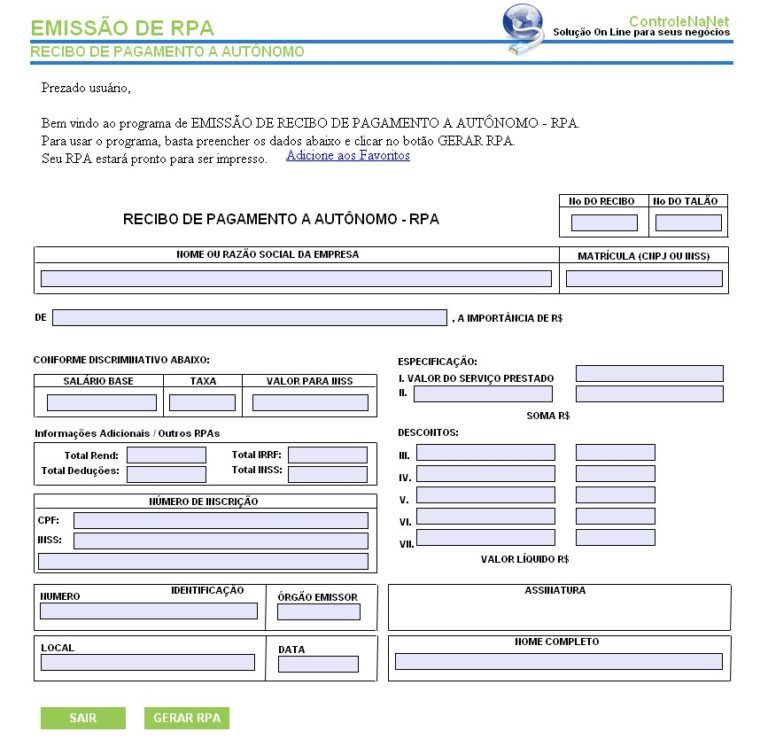Modelo de RPA (Recibo de Pagamento Autônomo) - como fazer, dicas